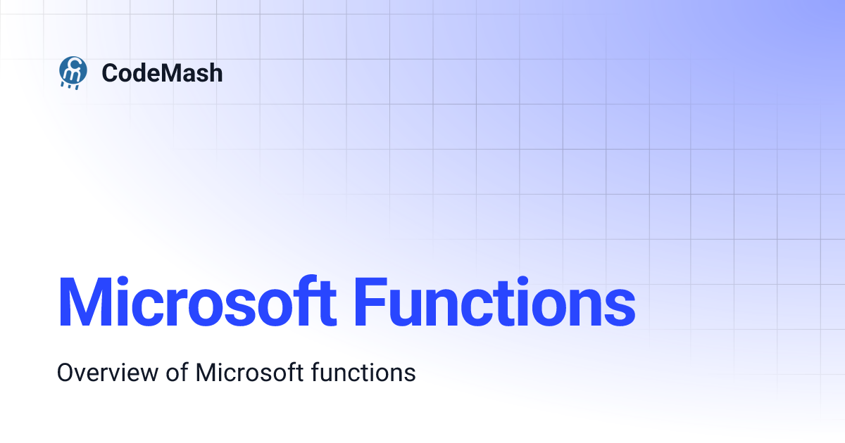 Microsoft Functions | CodeMash